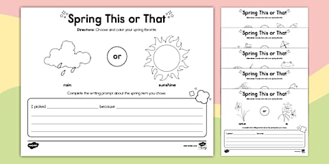 First Grade Building Spring Sentences Worksheet
