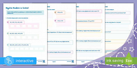 Word Problems Involving Negative Numbers