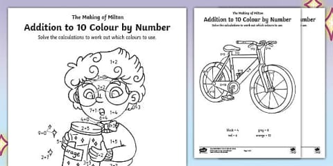 Addition within 10 Crayon Colouring Sheet
