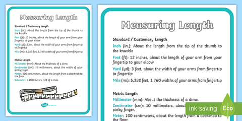 Measurement Conversions Mini Anchor Chart Cards