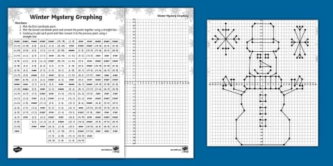 Snowflake Mystery Graphing Worksheet for 6th-8th Grade