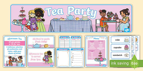 Tea Party Dramatic Play Cut and Paste Worksheet