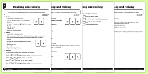 Doubling and Halving Worksheet