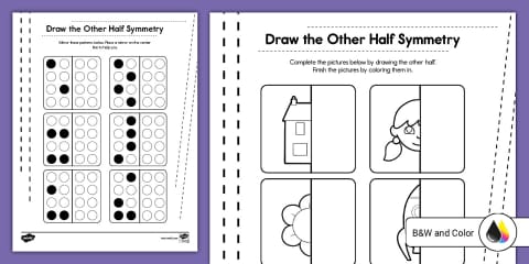 Second Grade 2D Shape Symmetry Drawing Worksheet