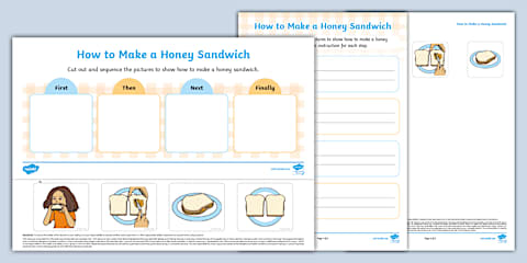 How to Make a Jam Sandwich Instruction Writing Template