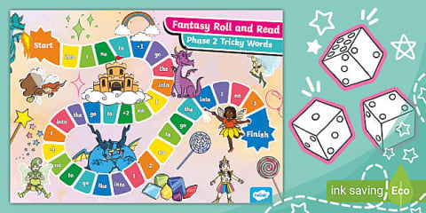 Fantasy Roll and Read Phase 4 Tricky Words Game