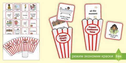 ESL Present Simple and Present Continuous Sorting Activity [Kids, A1]