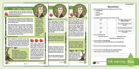 Sir Isaac Newton Gravity Differentiated Lesson Teaching Pack