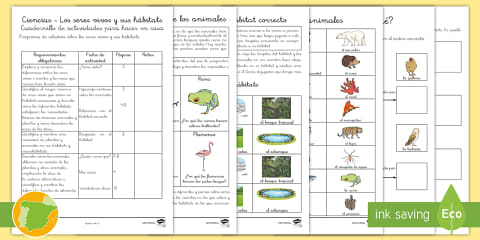 Ficha de actividad: Clasificación de seres vivos según su hábitat