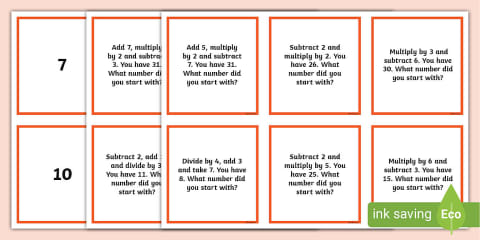 I'm Thinking of a Number Challenge Cards