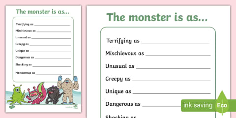 Monster Adjectives Worksheet