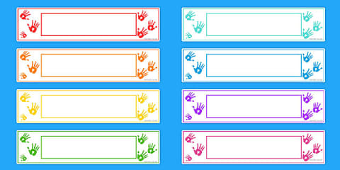 Colourful Handprints Editable Peg Labels