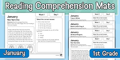 First Grade August Daily Reading Comprehension Mats