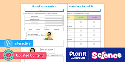 Science: Properties and Changes of Materials Year 5 CPD Sheet