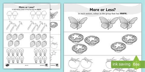 More Or Less Colouring Activity - more or less, quantity, colour ...
