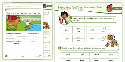 Grade 3 Phonics: Hard and Soft c Assessment Sheet