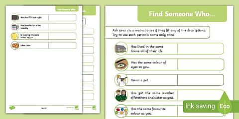 'Find Someone Who...' Questionnaire Sheets