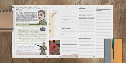 War Poetry Word Grid Game for Years 9-10