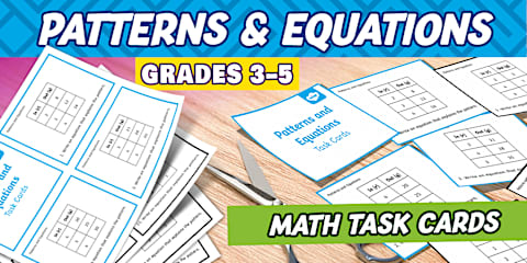 Balancing Equations Task Cards for 3rd-5th Grade