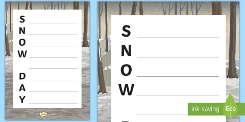 Snow Day Acrostic Poem Writing Worksheet