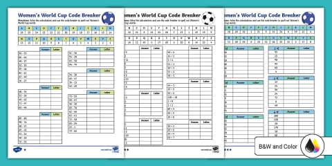 Soccer Code Breaker Math Worksheet for 4th-5th Grade