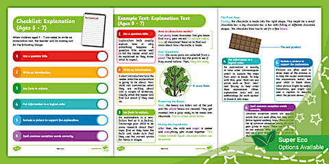 Y1 Information Texts: Explanation Model/Example Text