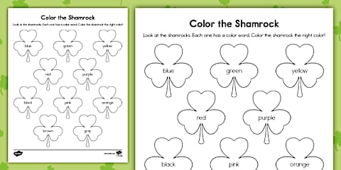 St. Patrick's Day Shadow Matching Worksheet for PreK-K