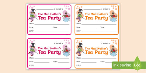 Tea Party Dramatic Play Invitations