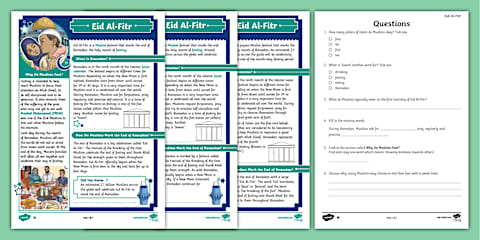 KS1 Describe Eid Al-Fitr Worksheet - Twinkl