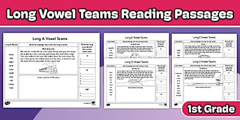 Long Vowel Teams Cut and Paste Sorting Worksheet for 1st-2nd Grade