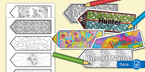 Editable Name Mindfulness Coloring Desk Nameplates