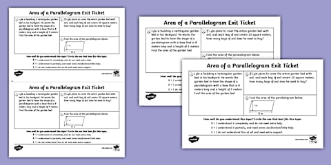 Seventh Grade Area of a Rectangle Exit Ticket