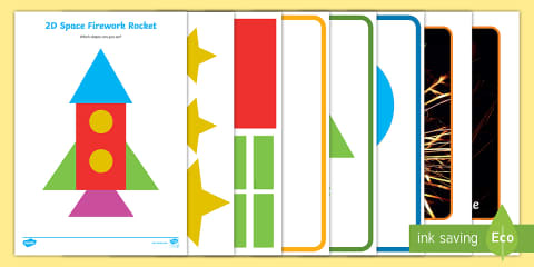 Bonfire Night 2D Shape Picture Challenge Cards