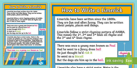 Limerick Poem Writing Template