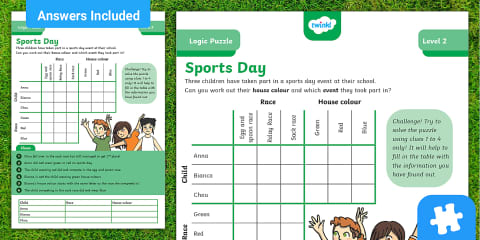 Sports Day Fun Logic Puzzle - Level 3 Difficulty