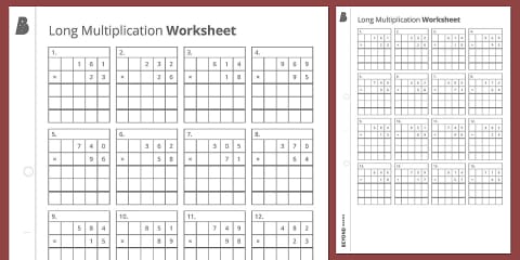 Long Multiplication Worksheet