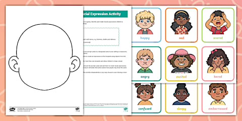 Emotion Words and Facial Expressions Prompt Cards