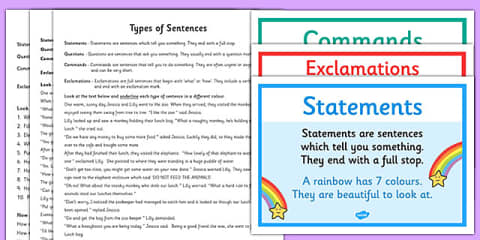 Commands, Questions and Statements Sorting Activity