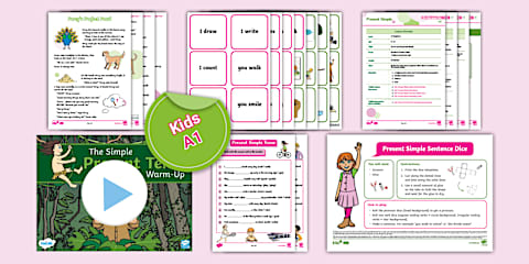 ESL Simple Sentence Builder Cards for the Present Simple Tense [Kids, A1]