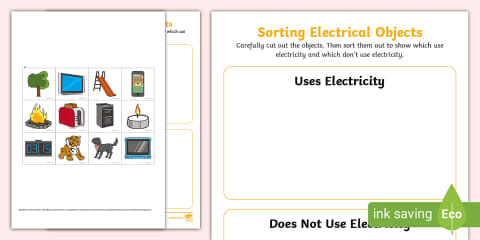 Electrical Items Sorting Card Activity