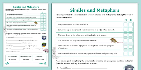 KS2 Figuring Out Figurative Language Techniques: Metaphors Activity Pack