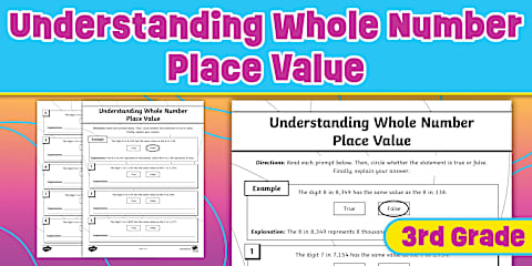 Third Grade Spring Flowers Place Value and Expanded Form Worksheet