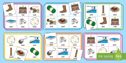 Grade 2 Phonics: ee and oo Bingo Game