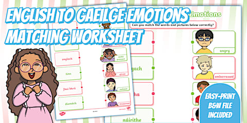 Clothing Gaeilge to English Matching Worksheet