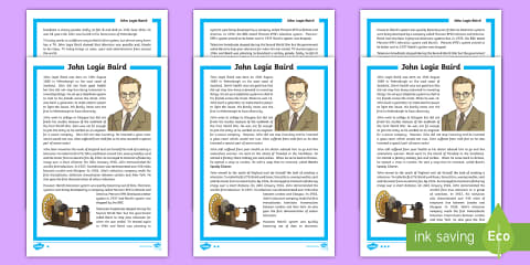John Logie Baird Research Worksheet