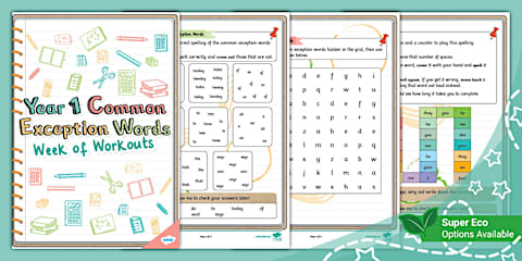 Year 1 Common Exception Words Bumper Resource Pack