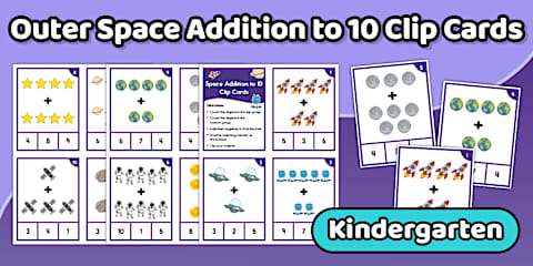Space Beginning Sounds Clip Cards for PreK-K