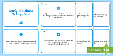 Challenge and Stretch Differentiated Fast Finisher Task Cards