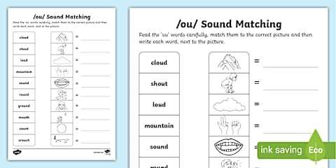 ou and ow Alternative Spelling Word Sorting Activity Sheet