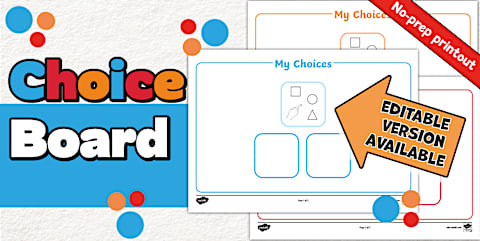 Blank Editable Choice Board Template
